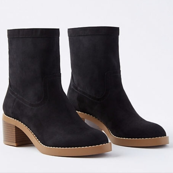 LOFT | Shoes | New Loft Faux Suede Black Ankle Boots Booties | Poshmark